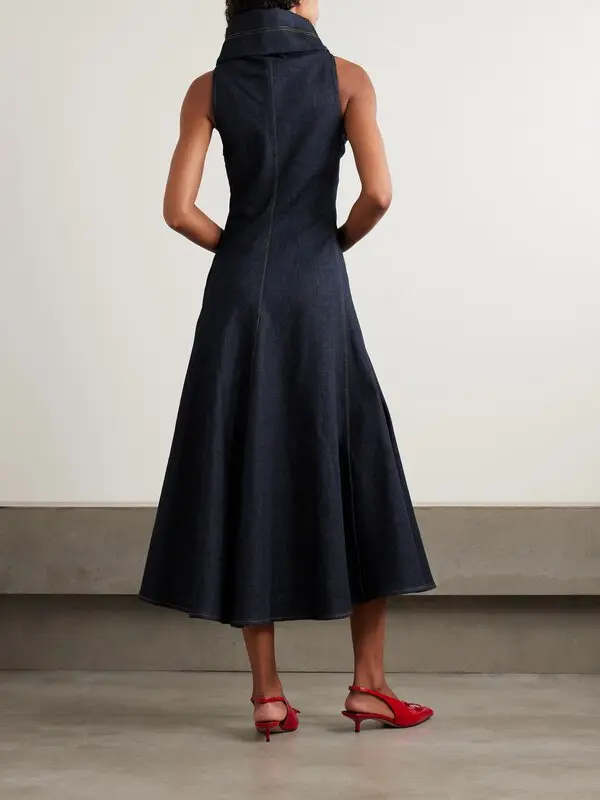 Jacquemus Triangle De-nîmes Denim Turtleneck Midi Dress - Blue
