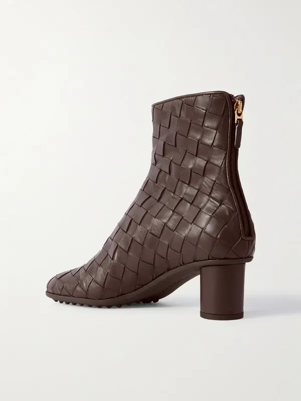 Bottega Veneta Atomic Intrecciato Leather Ankle Boots - Brown