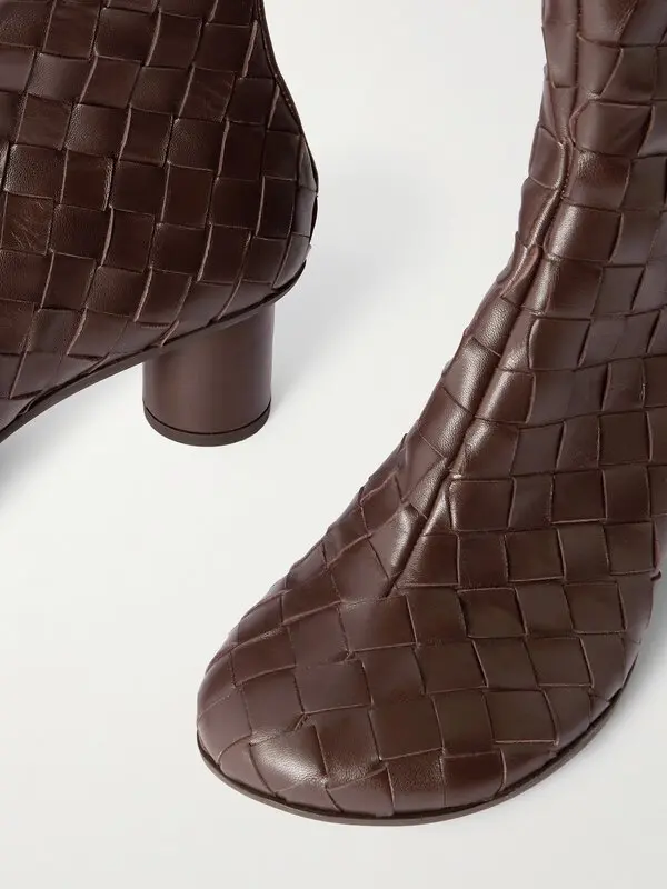 Bottega Veneta Atomic Intrecciato Leather Ankle Boots - Brown