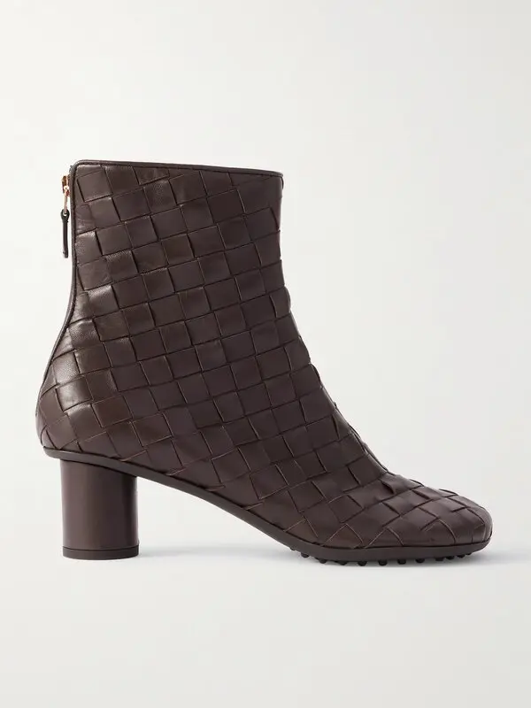 Bottega Veneta Atomic Intrecciato Leather Ankle Boots - Brown