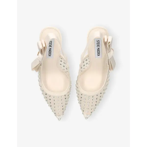 Steve Madden Brylie-r Mesh Slingback Courts With Rhinestones And Bow Detail