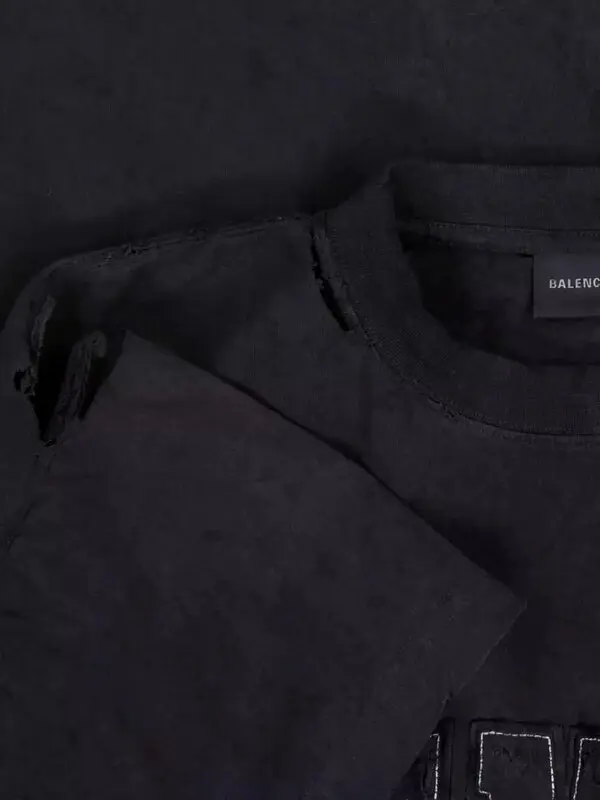 Balenciaga Destroyed Logo T-shirt - Black