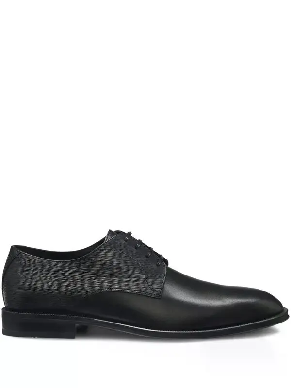 BOSS Textured Leather Derby Shoes - Black