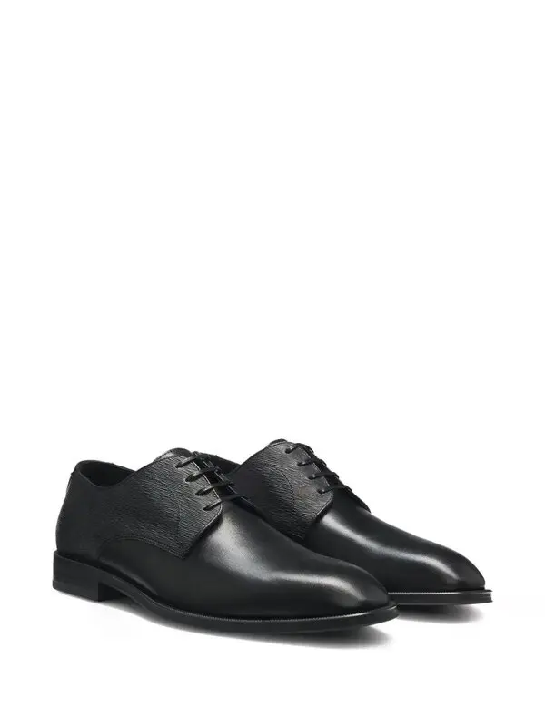 BOSS Textured Leather Derby Shoes - Black