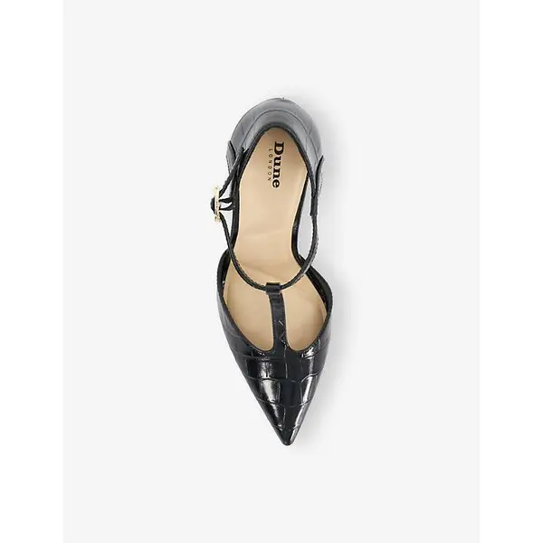 DUNE Crocodile-embossed Faux-leather Courts