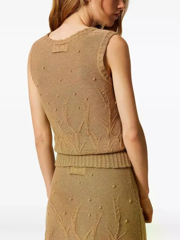 TWINSET Floral-embroidered Knitted Mini Skirt - Brown
