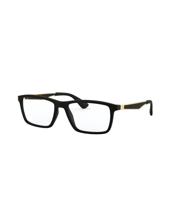 Ray-ban Square Eyeglasses With Gold Tone Accents - Black