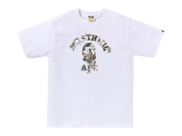 A BATHING APE Tree Edge Camo College Tee Shirt - White