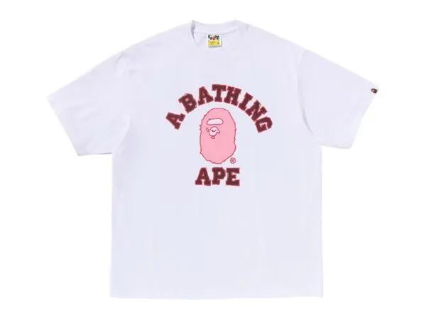A BATHING APE Hand Drawn College Relaxed Fit Tee Shirt - White