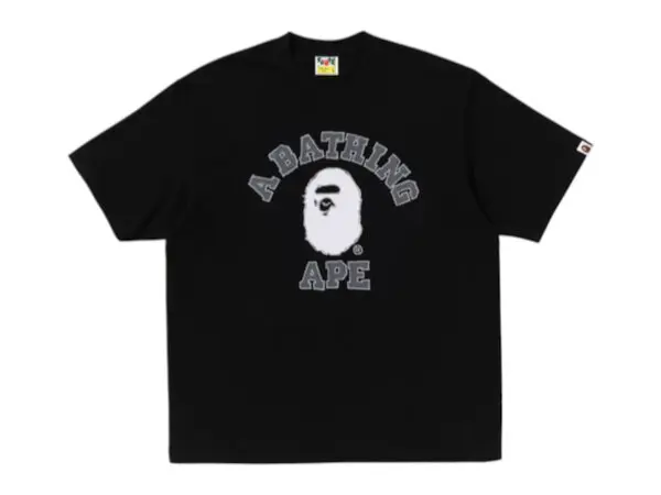 A BATHING APE Hand Drawn College Relaxed Fit Tee Shirt - Black