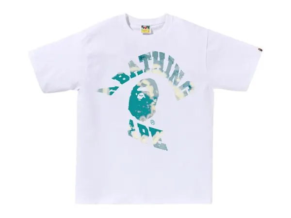 A BATHING APE Tie Dye Twist College Tee Shirt - White