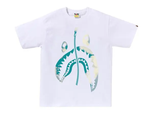 A BATHING APE Tie Dye Twist Shark Tee Shirt - White