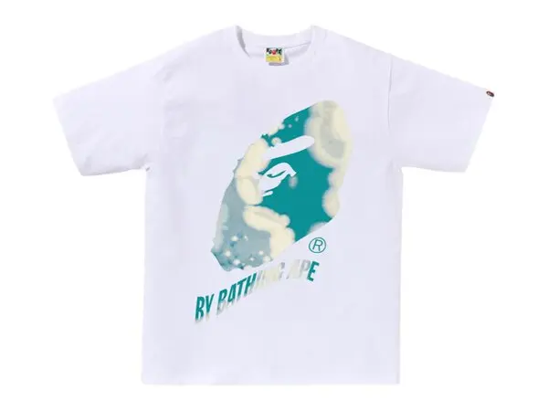 A BATHING APE Tie Dye Twist Bathing Ape Tee Shirt - White
