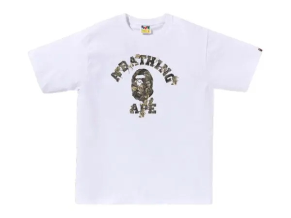 A BATHING APE Tree Edge Camo College Tee Shirt - White/brown