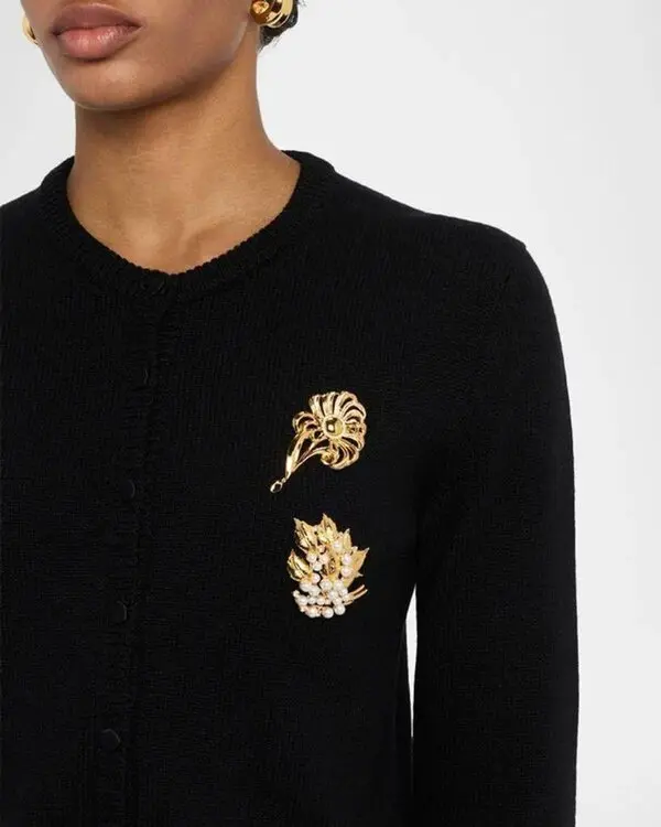 Dolce & Gabbana Brooch Embellished Cardigan - Black