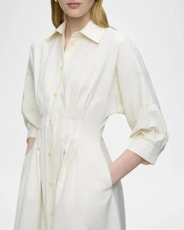 CALLAS MILANO Anais Pleated Cotton Shirtdress - Brown