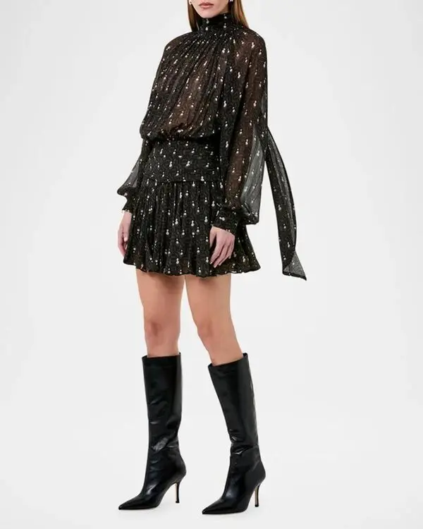 NICHOLAS Cecile Ruched Mini Dress - Black