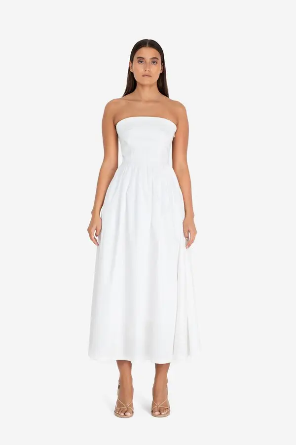 MandiBreeze Rose Strapless Midi Dress With Detachable Straps