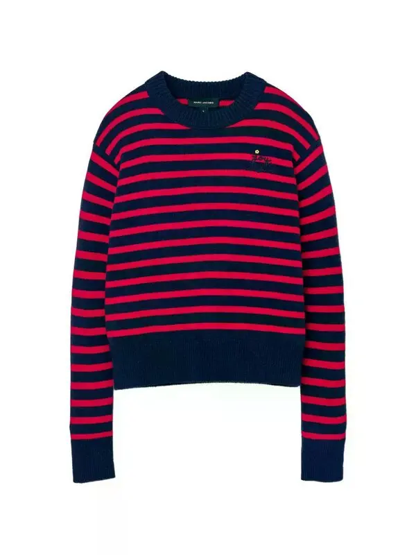 Marc Jacobs Striped Flower-embellished Sweater - Red