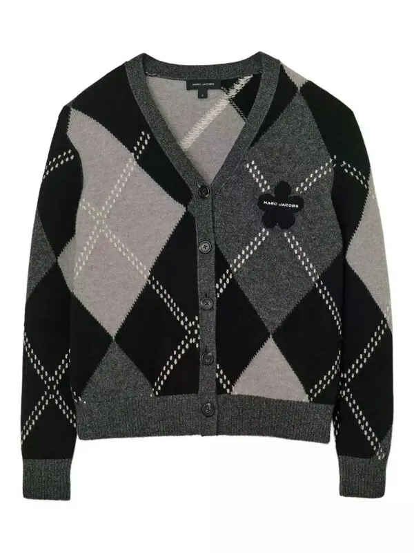Marc Jacobs Argyle Flower Cardigan - Grey