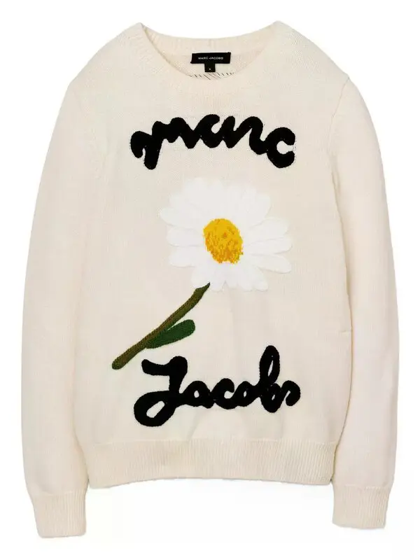 Marc Jacobs Daisy Jacquard Knit Crewneck Sweater - Neutrals