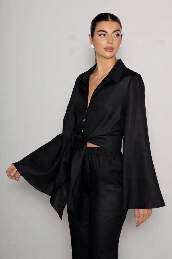 MandiBreeze Adrienne Linen Shirt - Black
