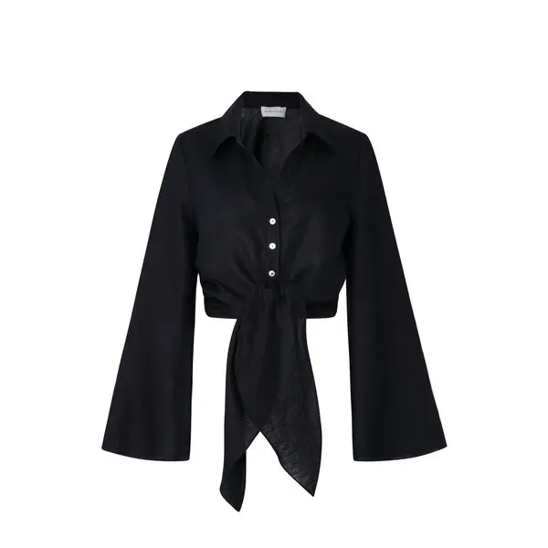 MandiBreeze Adrienne Linen Shirt - Black