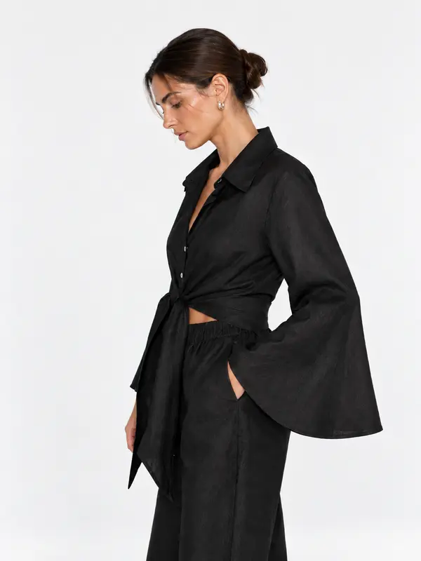 MandiBreeze Adrienne Linen Shirt - Black