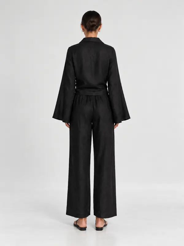 MandiBreeze Adrienne Linen Shirt - Black