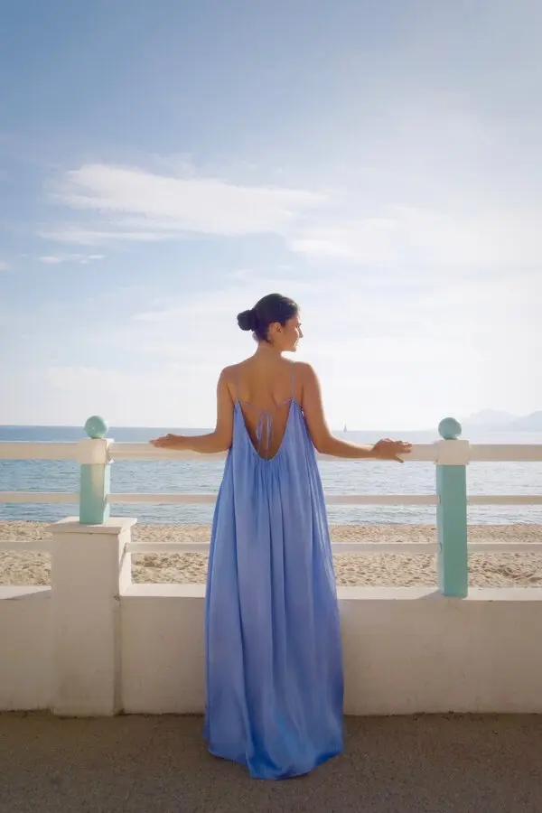 MandiBreeze Juliette Silk Maxi Dress - Blue