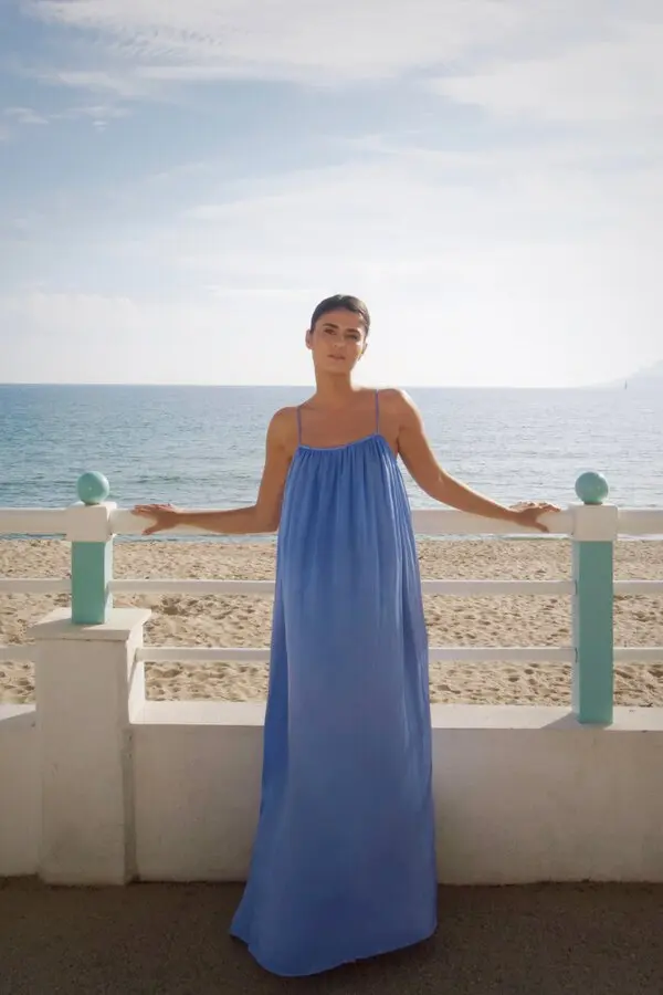 MandiBreeze Juliette Silk Maxi Dress - Blue