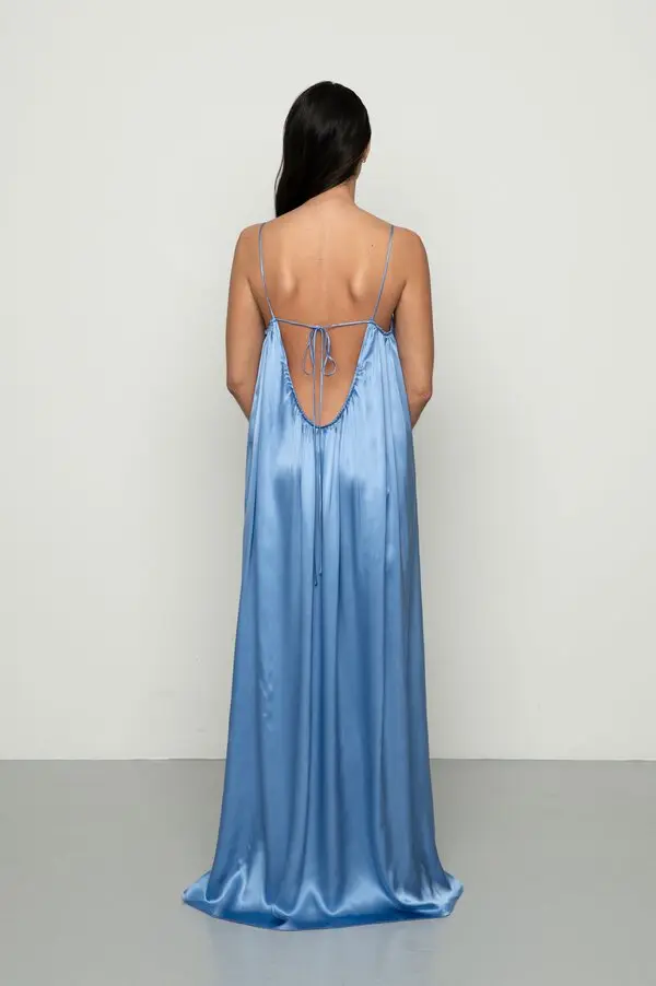MandiBreeze Juliette Silk Maxi Dress - Blue