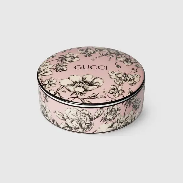 Gucci Flora Sketch Print Round Box - Pink