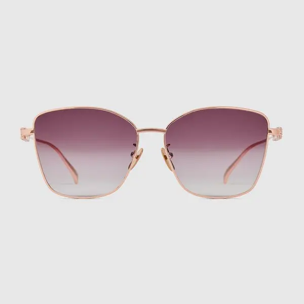 Gucci Butterfly Metal Frame Sunglasses - Gold