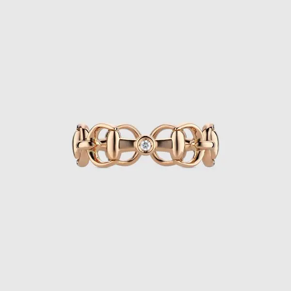 Gucci Horsebit Diamond 18k Ring - Rose Gold