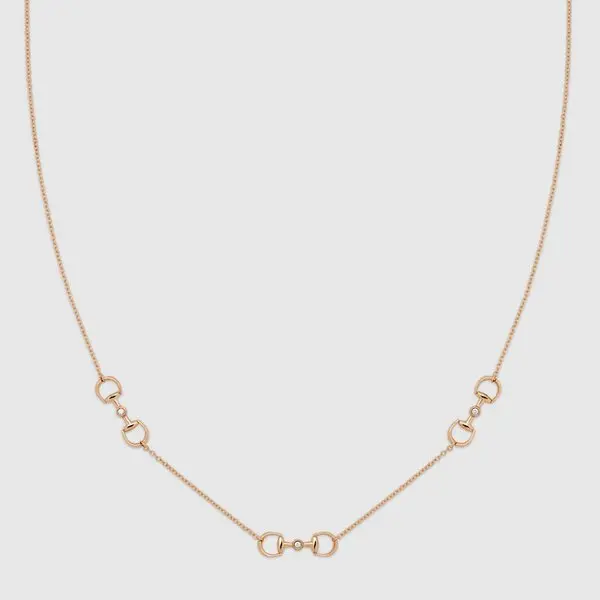 Gucci Horsebit Diamond 18k Pendant Necklace - Rose Gold