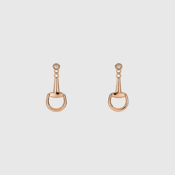 Gucci Horsebit Diamond 18k Earrings - Rose Gold