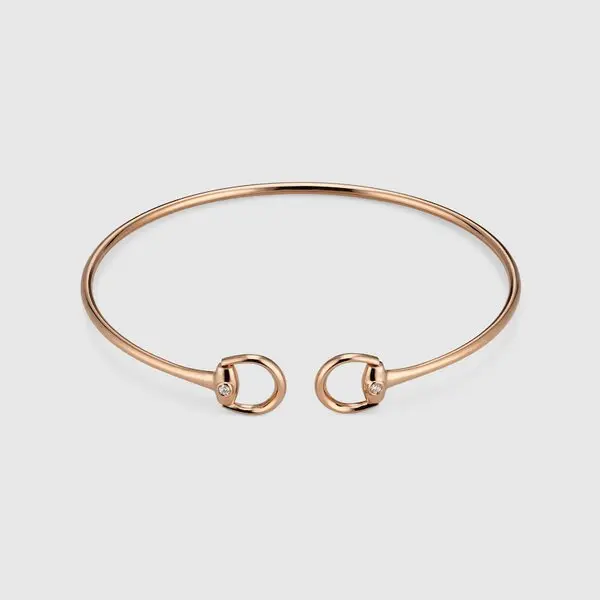 Gucci Horsebit 18k Diamond Bangle Bracelet - Rose Gold