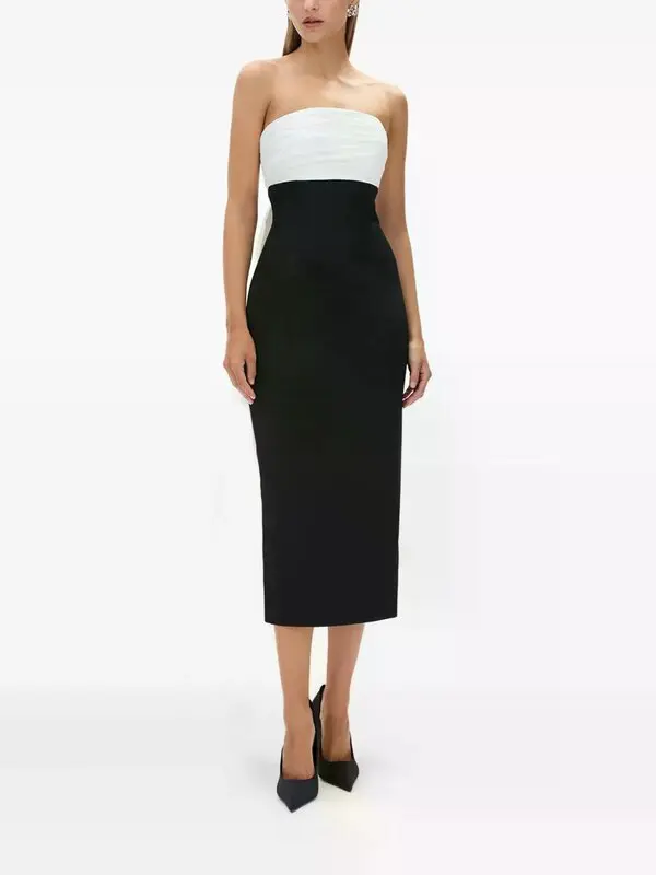 Rachel Gilbert Odette Strapless Draped-back Midi Dress