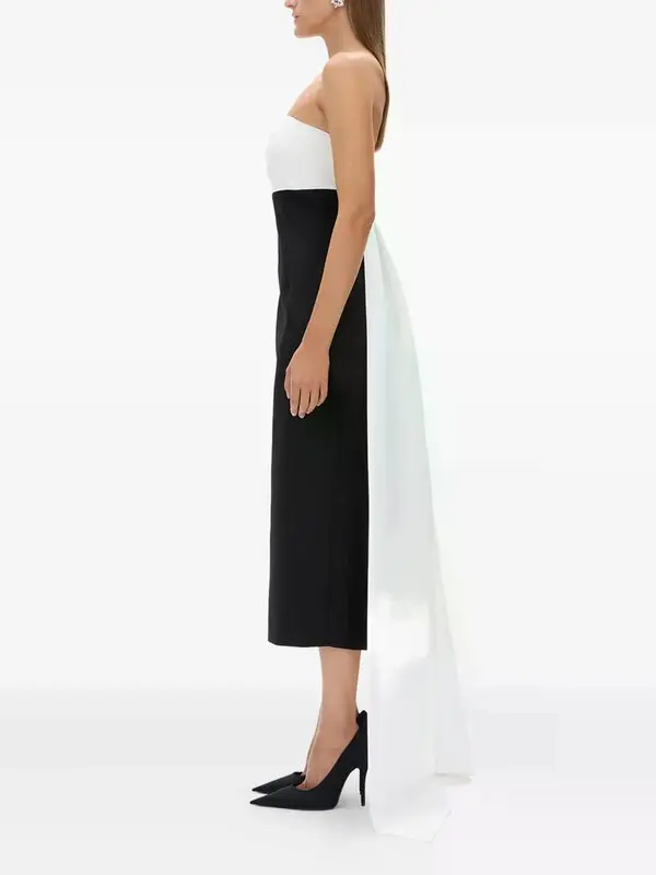 Rachel Gilbert Odette Strapless Draped-back Midi Dress