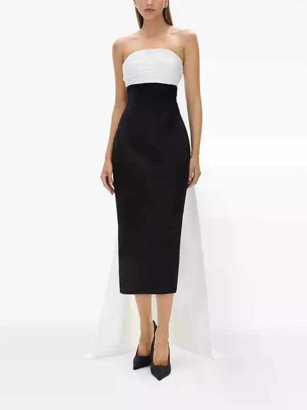 Rachel Gilbert Odette Strapless Draped-back Midi Dress