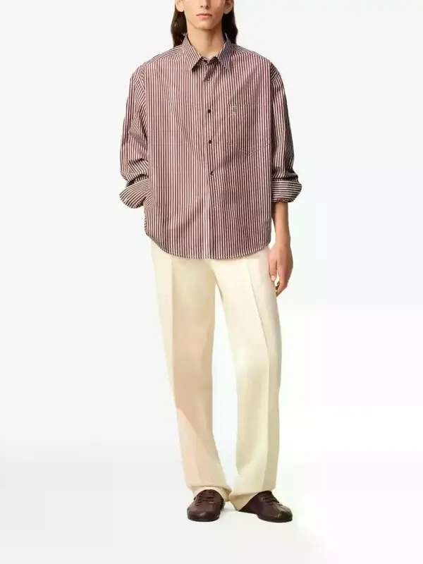 AMI Paris De Coeur Embossed Striped Cotton Boxy Shirt