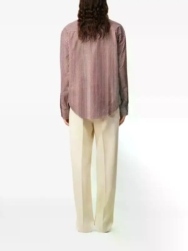 AMI Paris De Coeur Embossed Striped Cotton Boxy Shirt