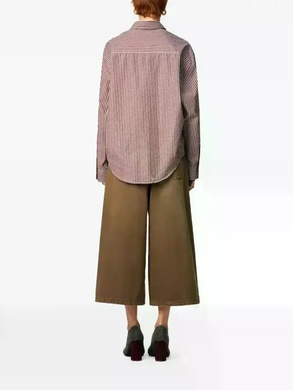 AMI Paris De Coeur Embossed Striped Cotton Boxy Shirt