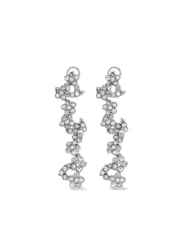 JIL SANDER Crystal-embellished Clip-on Earrings - Silver
