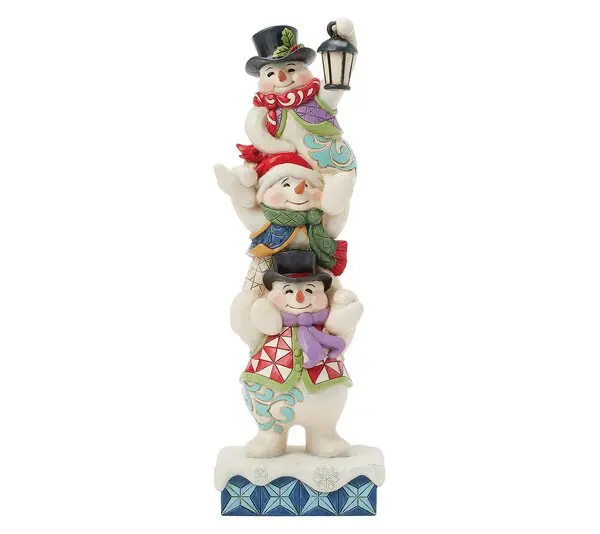 JIM SHORE Heartwood Creek Stacked Snowmen Figur Ine 11.5in H - One-color