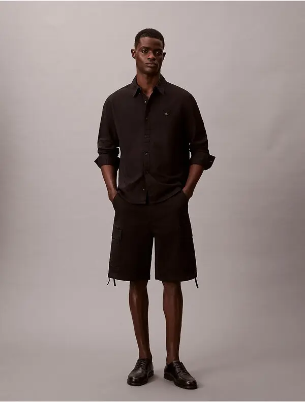 Calvin Klein Cotton Stretch Twill Cargo Shorts - Black