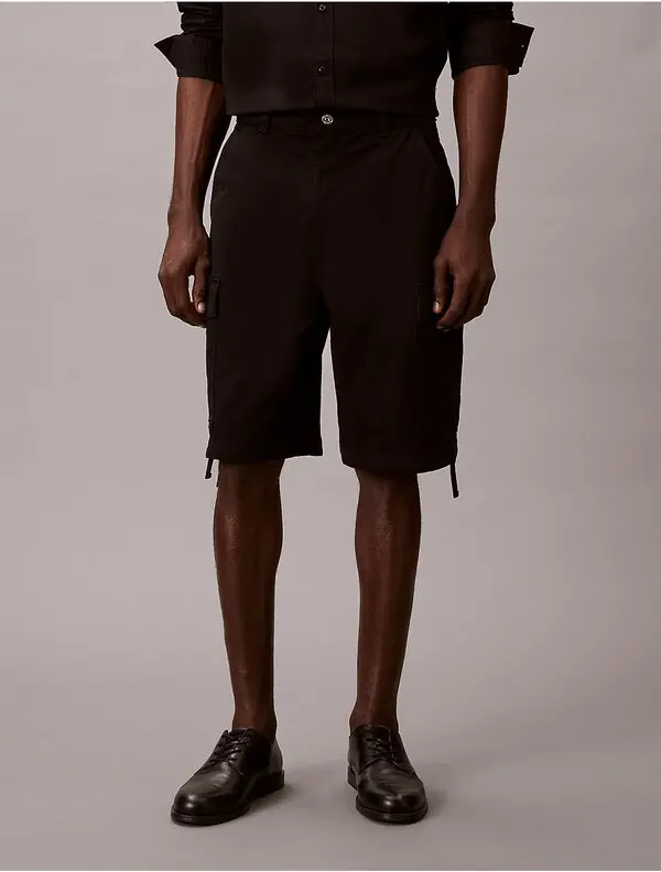 Calvin Klein Cotton Stretch Twill Cargo Shorts - Black