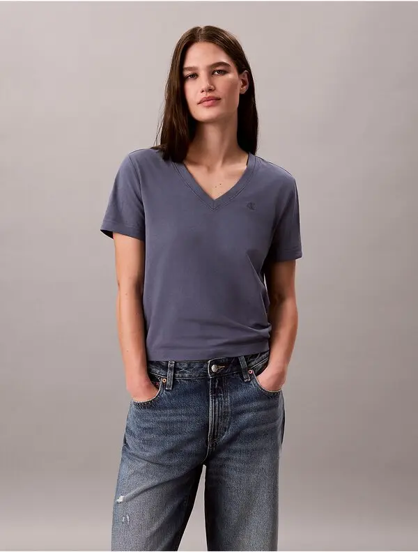 Calvin Klein Monogram V-neck T-shirt - Grisaille