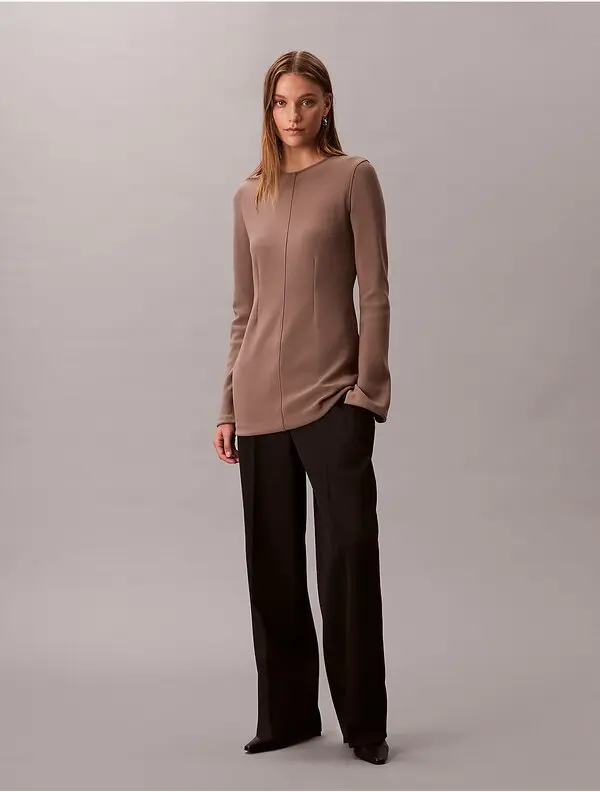 Calvin Klein Tailored Knit Slim Tunic Top - Sugar Almond